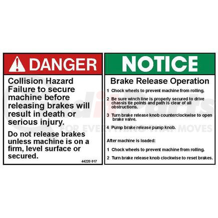 Genie-Replacement 44220GT - REPLACES GENIE, DECAL, DANGER, BRAKE ...