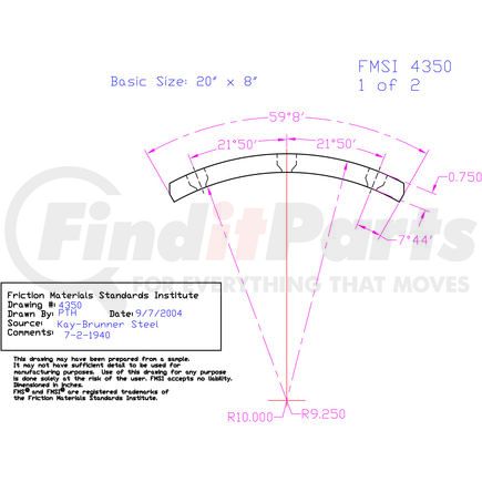 Abex EH4350D-S4Q Drum Brake Shoe Lining | FinditParts