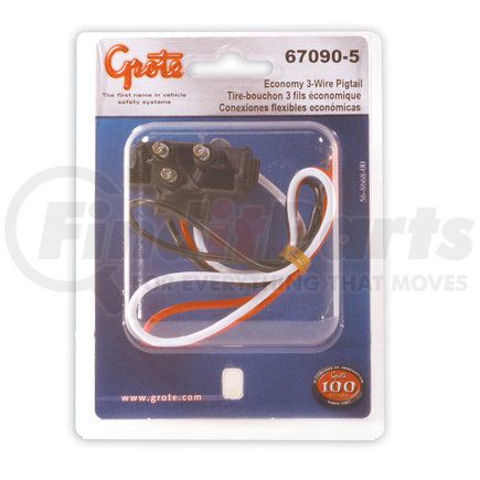 67090-5 by GROTE - PIGTAIL,ECONO,3 WIRE,90 DEG, RETAIL PACK
