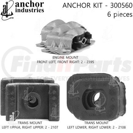 300560 by ANCHOR MOTOR MOUNTS - Engine Mount Kit - 6-Piece Kit
