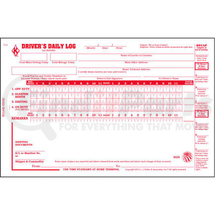 8525 by JJ KELLER - Driver's Daily Log Book w/Detailed DVIR, 2-Ply, w ...