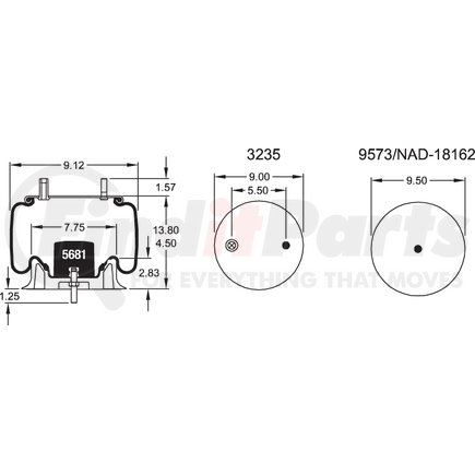 W013589387 by FIRESTONE - Airide Air Spring Reversible Sleeve 1T15L-2