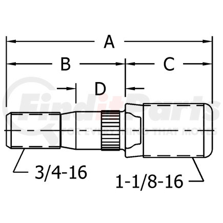 100243 by CONMET - STUD WHEEL LEFT-HANDED 1-1/8" X 4.83"