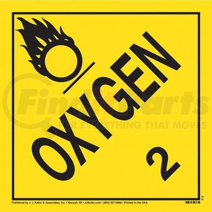 JJ Keller 45170 - Division 2.2 Oxygen Placard - Worded - .024" Aluminum ...