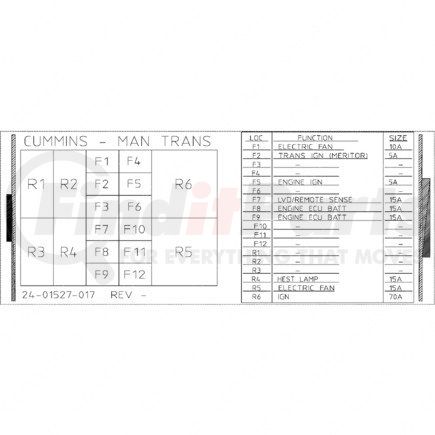 Freightliner 24-01527-017 Miscellaneous Label + Cross Reference ...