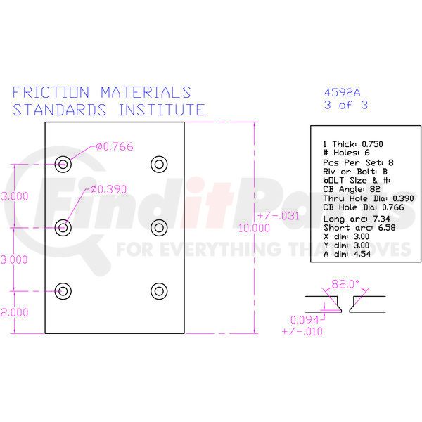 MQ4592ADXX by ABEX - Abex Friction MQ4592ADXX Drum Brake Shoe Lining