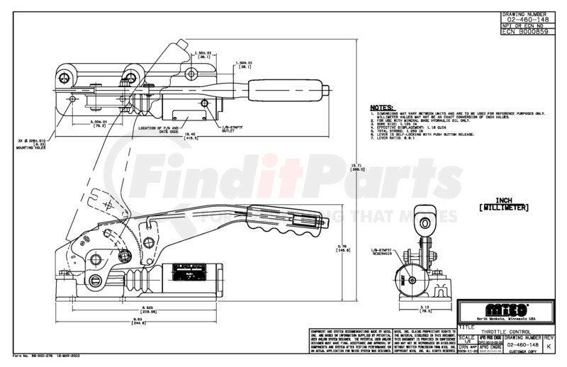 02-460-148 by MICO - Brake Chamber / Cylinder Assembly - Throttle Control