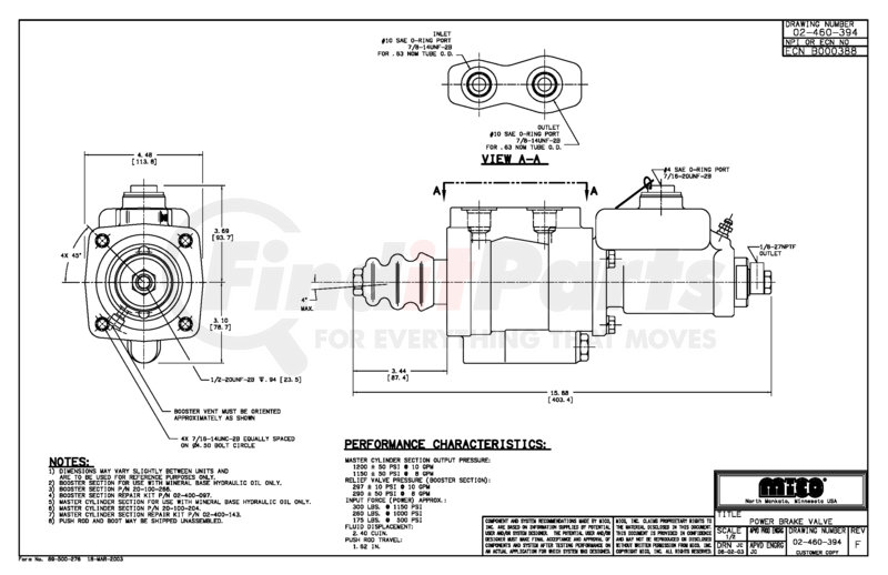 02-460-394 by MICO - Hydraulic Power Brake Flow Control Valve - 2-Fluid ...