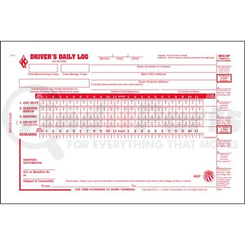 8527 by JJ KELLER - Driver's Daily Log Book with Simplified DVIR, 2-Ply ...