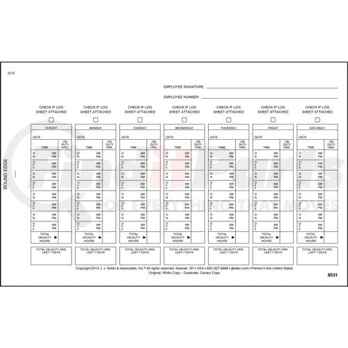 8531 by JJ KELLER - Driver's Exemption Log - Short-Haul Operations, 2 ...