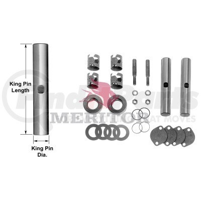 Meritor R200027 - Steering King Pin Kit - with Bronze Ream Bushing ...