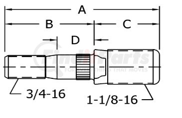 100343 by CONMET - STUD WHEEL LEFT-HANDED 1-1/8" X 4.62"