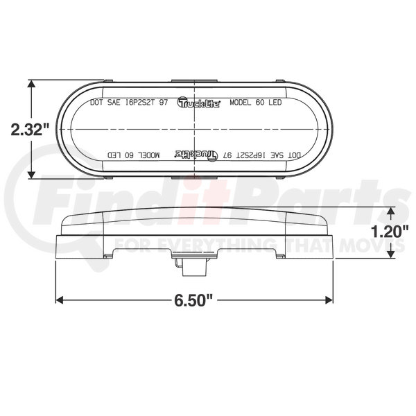 60074Y by TRUCK-LITE - 60 Series, LED, Yellow Oval, 44 Diode, Front ...