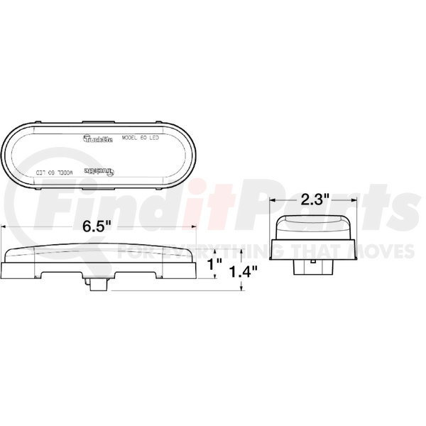 60354C by TRUCK-LITE - 60 Series 2X6 In. Oval Led Work Light, 6 Diode ...