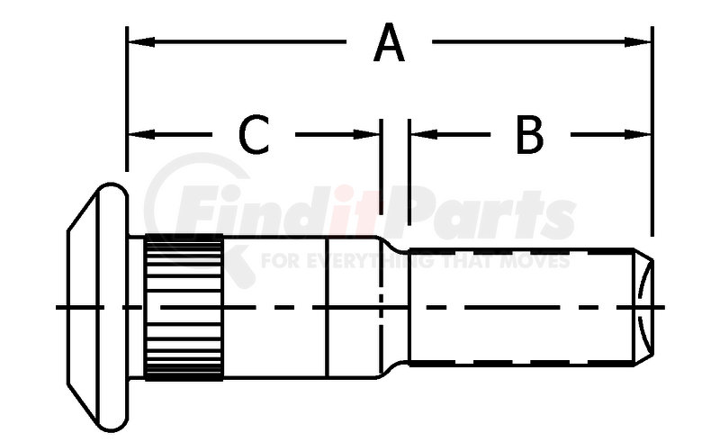 102440 by CONMET - STUD WHEEL RIGHT-HANDED 3/4" X 3.15"