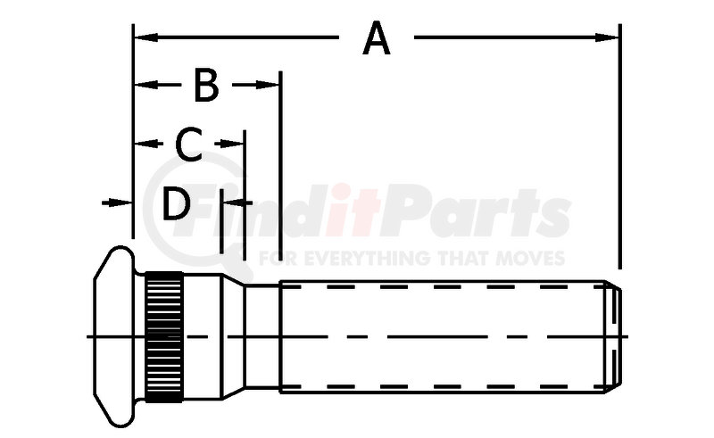 10001405 by CONMET - STUD WHEEL METRIC M22 X 1.5MM X 3.46"