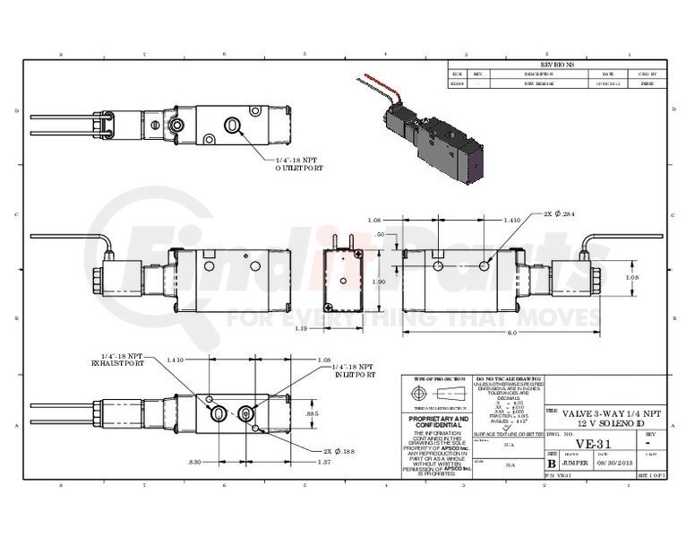 VE-31 by APSCO - VALVE 3-WAY 1/