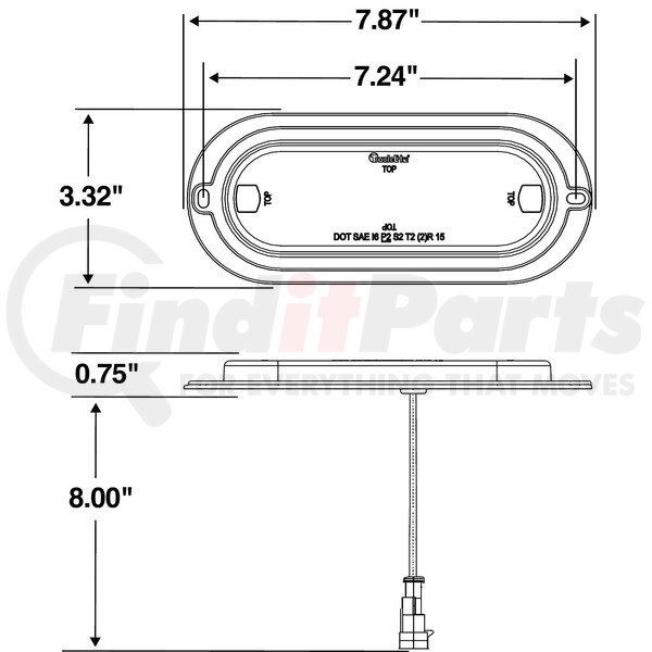 60554R by TRUCK-LITE - 60 Series, LED, Red/Clear Oval 8 Diode Stop/Turn ...