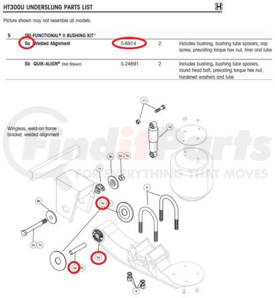 S-6914 by HENDRICKSON - PIVOT BUSHING KIT