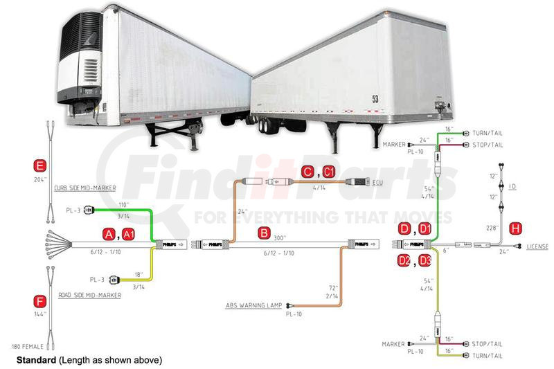 34-2101-300 by PHILLIPS INDUSTRIES - Trailer Harness - Standard, Mid ...